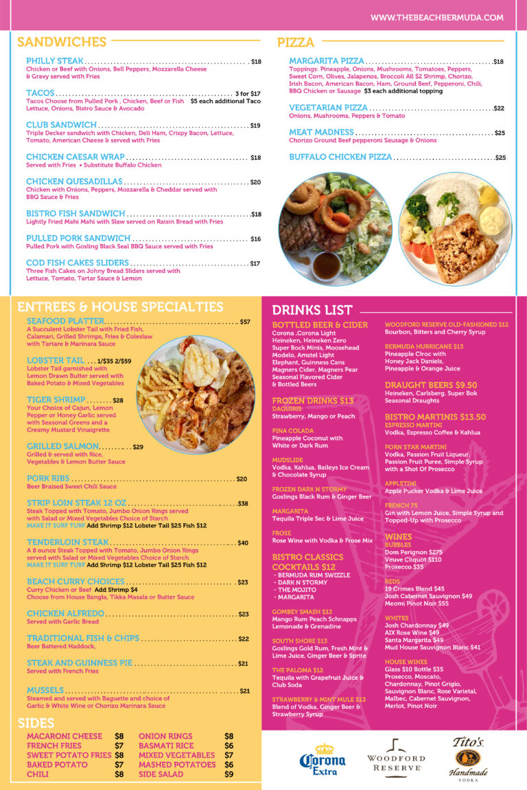 Menus – Bermuda Bistro at the Beach